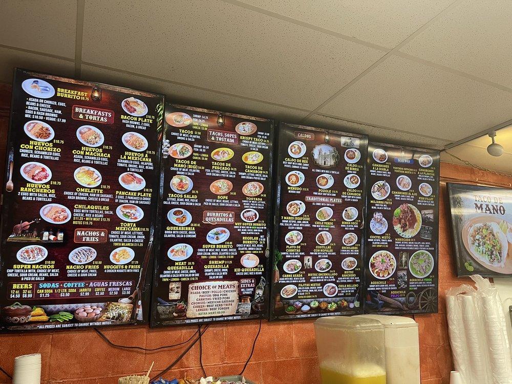 Menu at Taqueria El Grullense restaurant, Pacheco