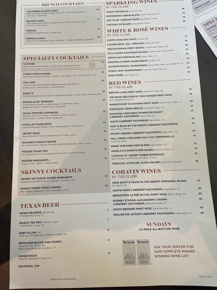 Menu at Haywire pub & bar, Dallas