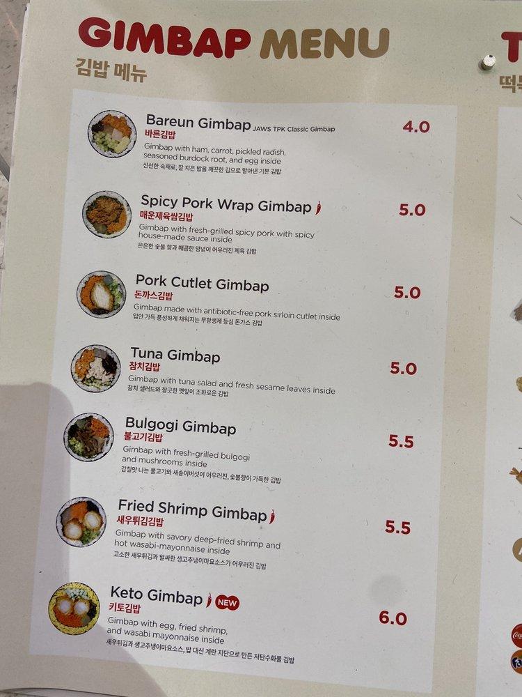 Menu at JAWS TPK at The Source OC Mall restaurant, Buena Park