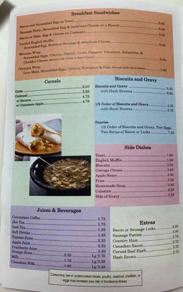 Menu at Anderson Grill restaurant, Anderson