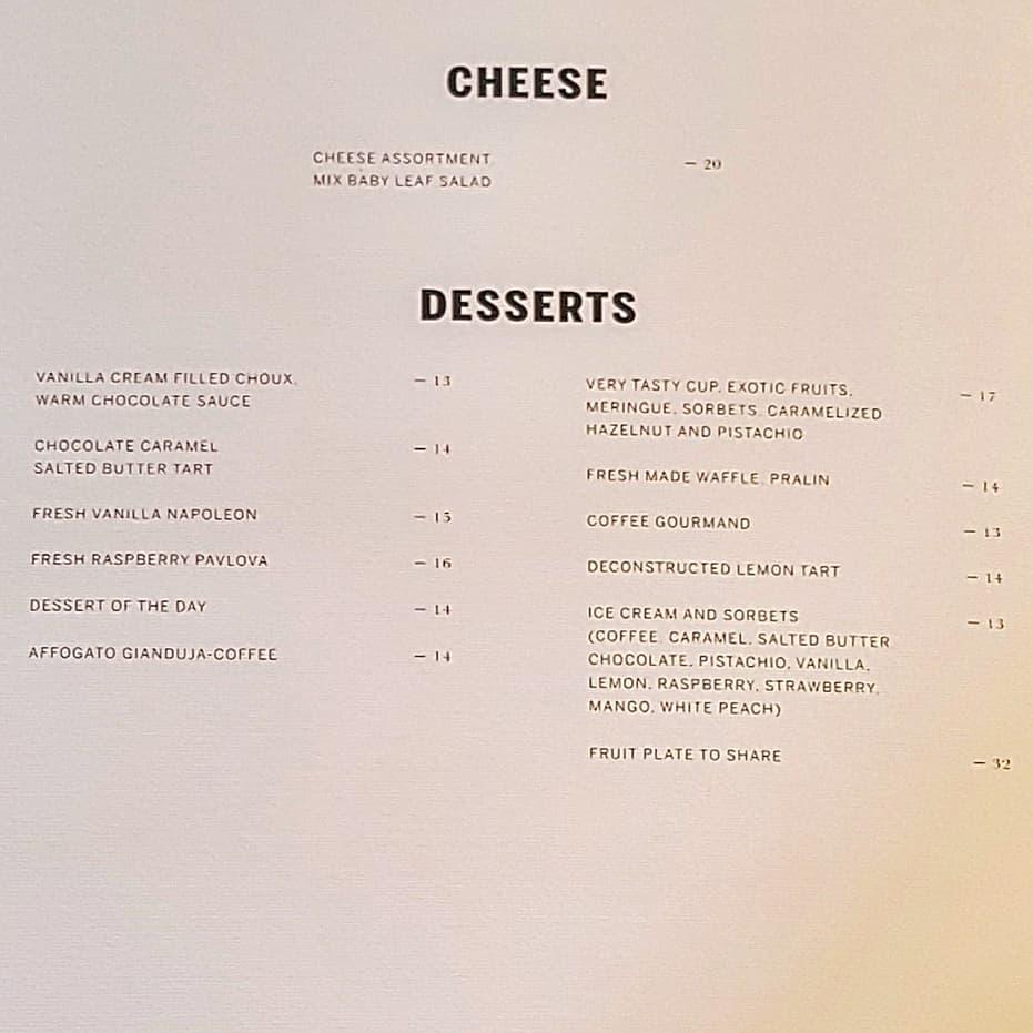 Menu at Girafe Restaurant, Paris