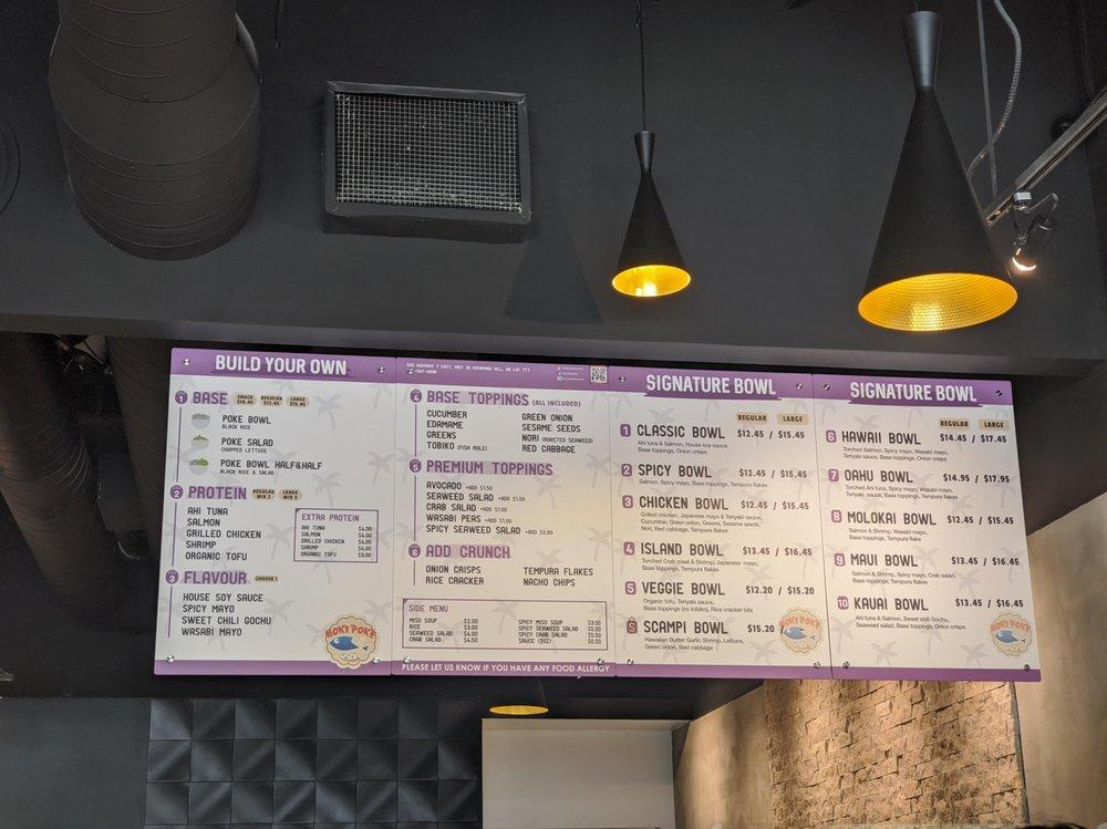 Menu at Hoki Poke restaurant, Markham