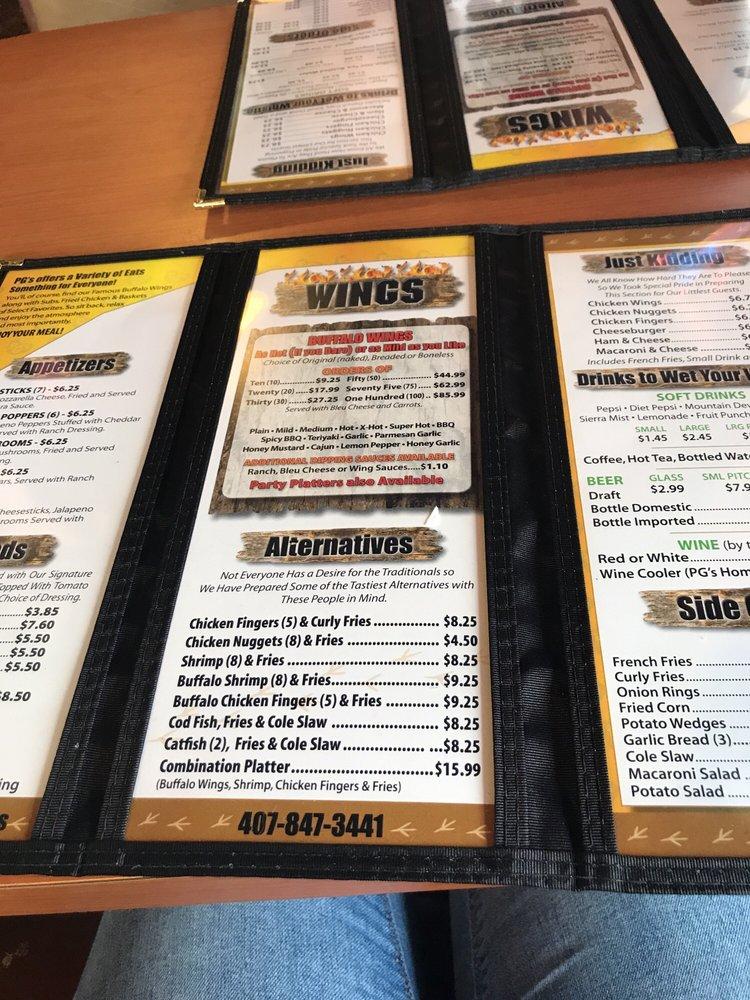 Menu at P G's Wings & More restaurant, Kissimmee