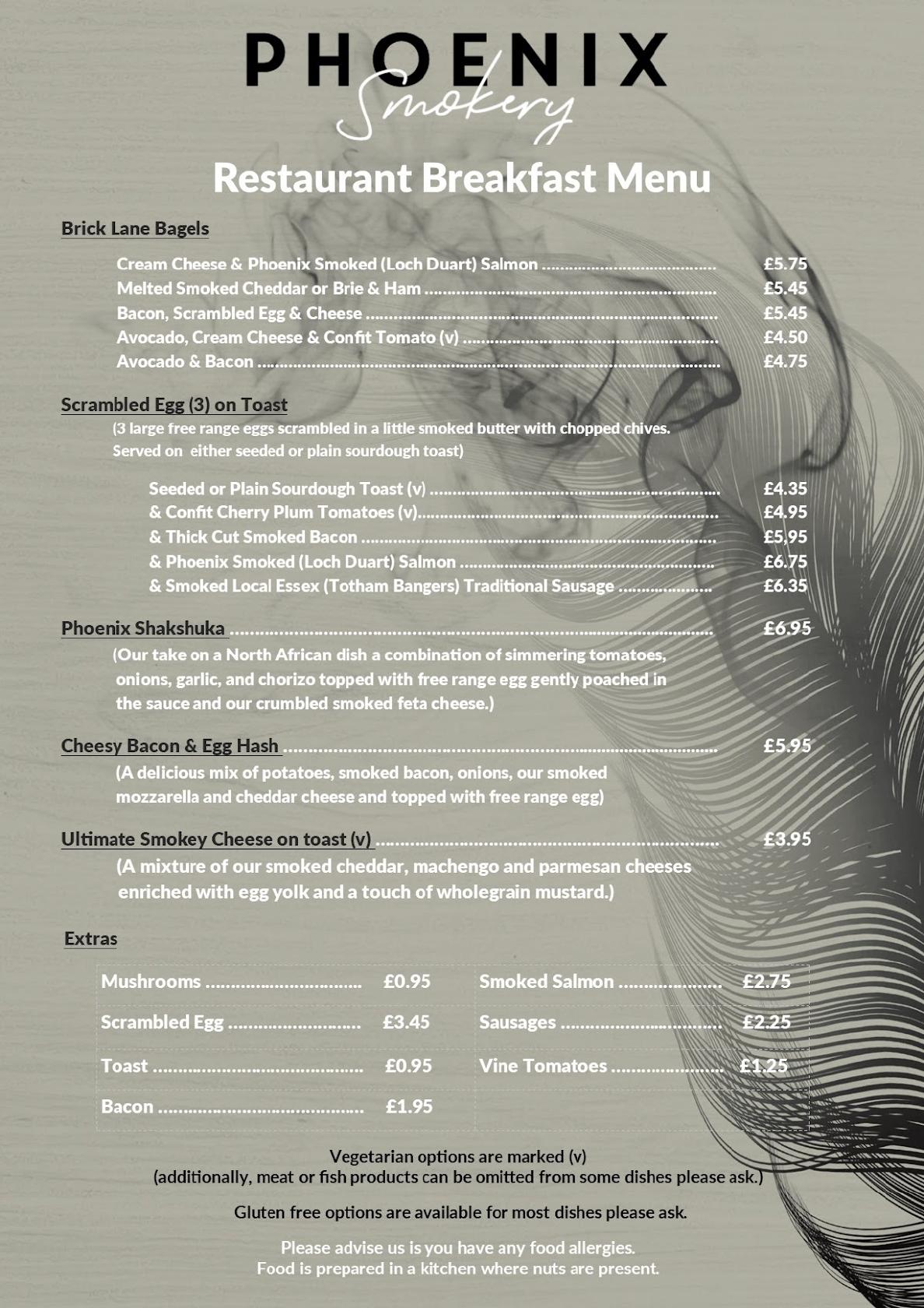 Menu at Phoenix Smokery & Restaurant, Stock