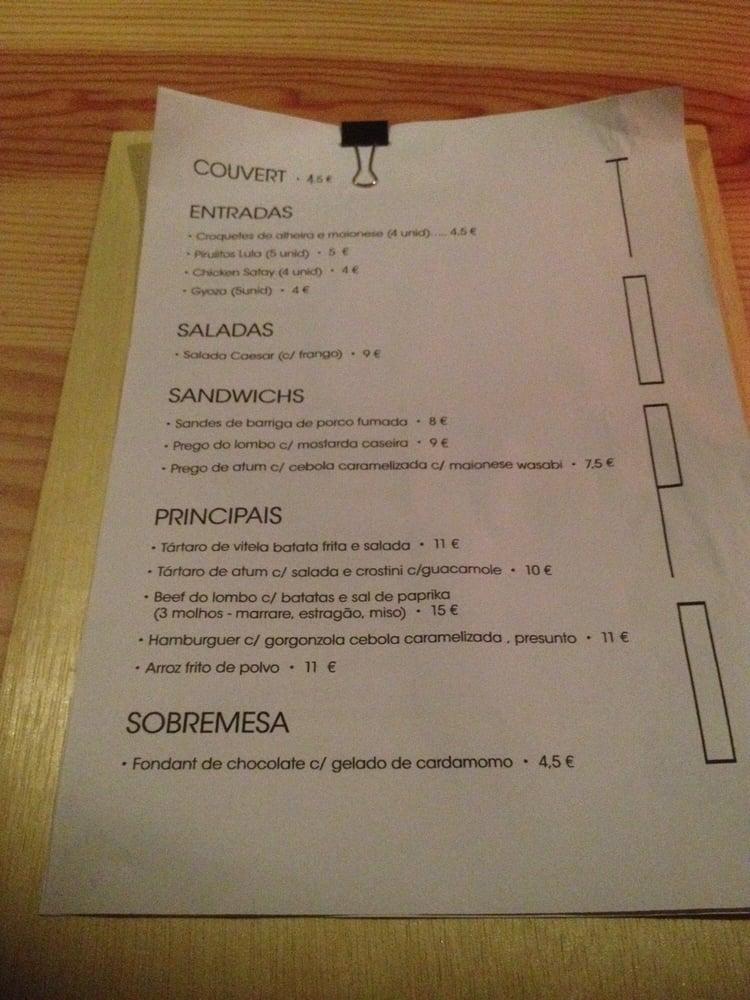 Menu at TOPO MARTIM MONIZ pub & bar, Lisbon, Centro Comercial Martim ...