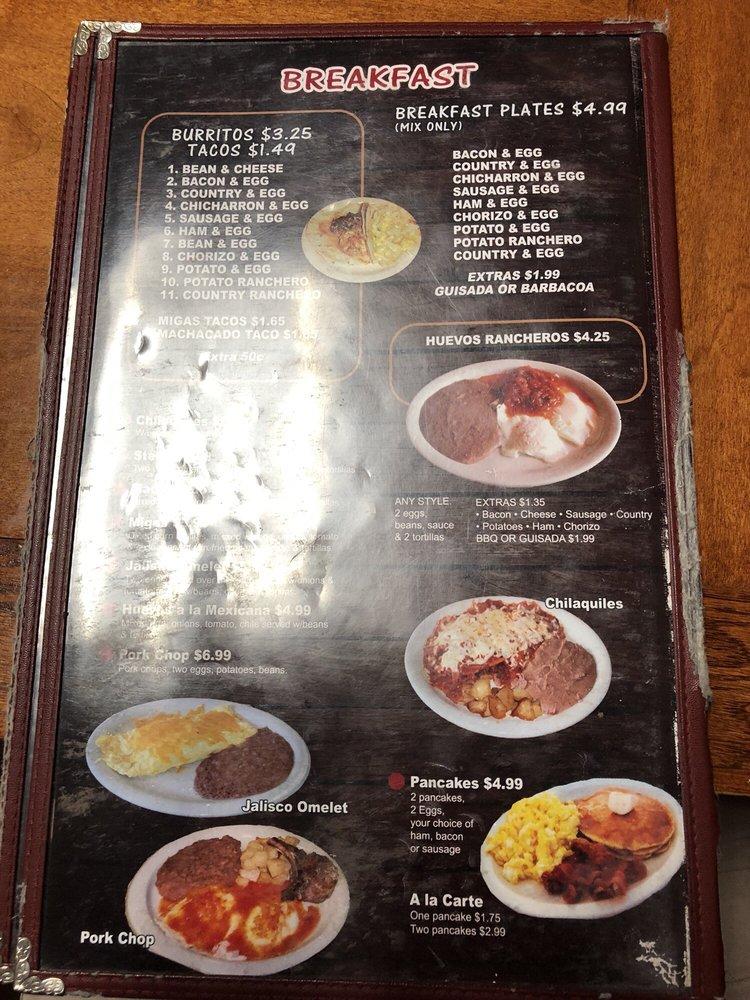 Menu at Taqueria El Sazon Tapatio restaurant, New Braunfels
