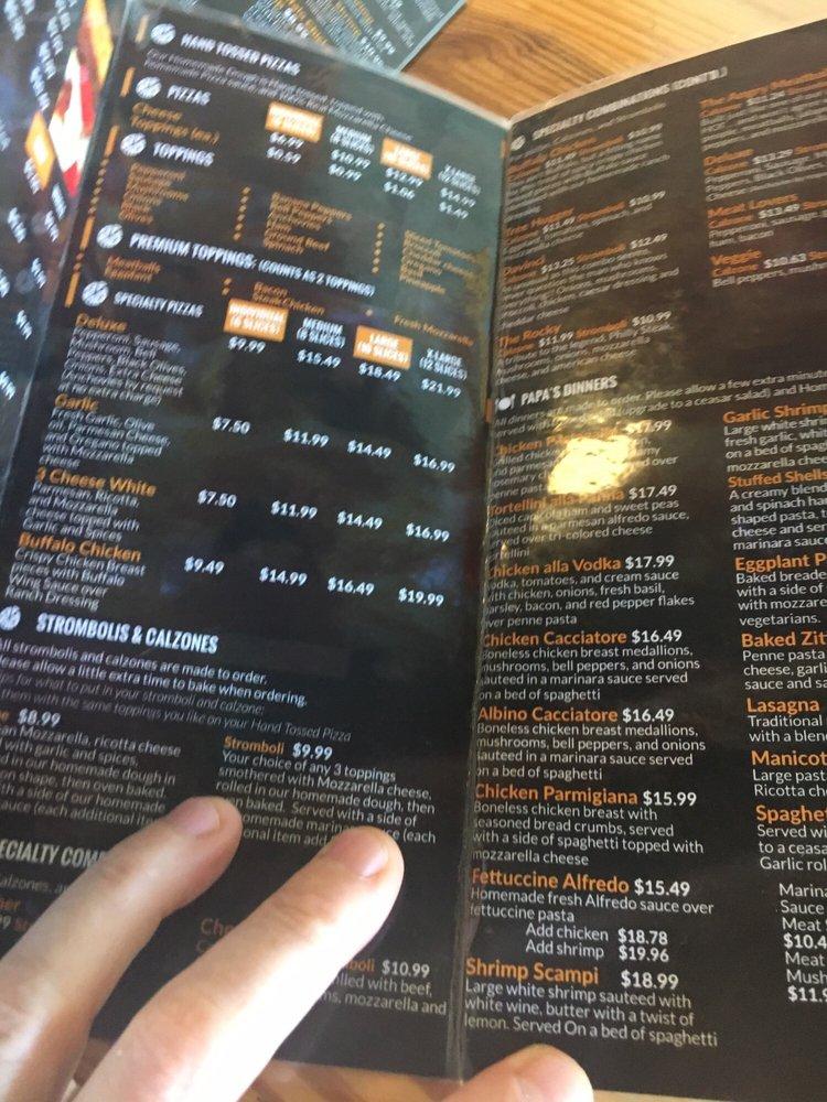 Menu at Pappagallo's Pizza pub & bar, Satellite Beach, Florida A1A