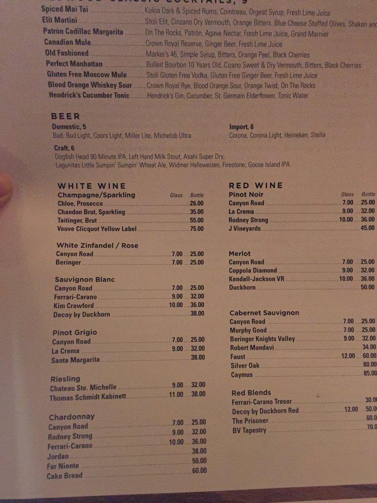 Menu at Redwood Steakhouse, Las Vegas