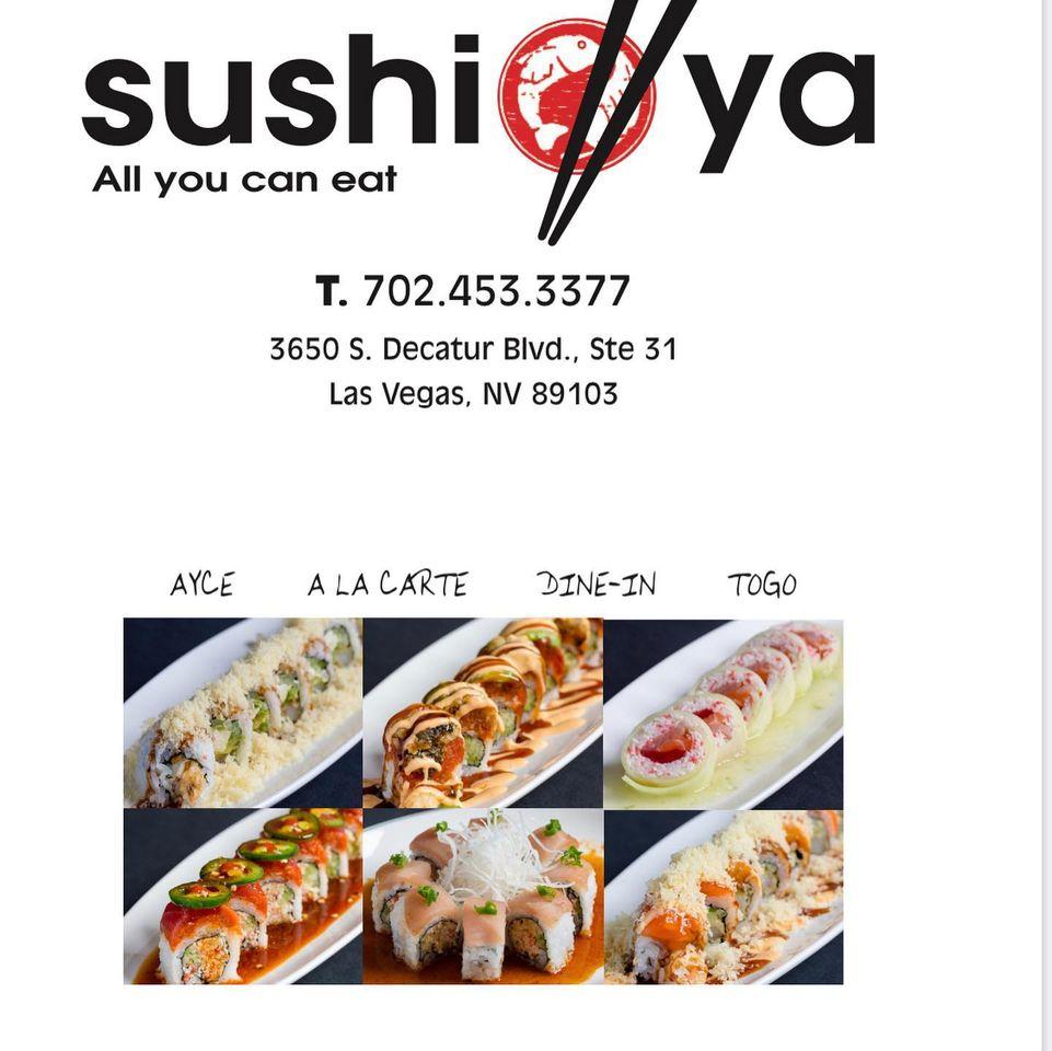 Menu at sushiya restaurant, Las Vegas