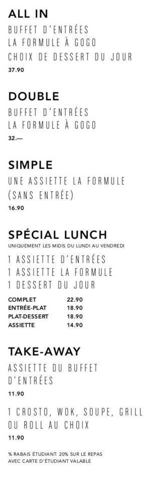 Menu at Vio, Neuchâtel