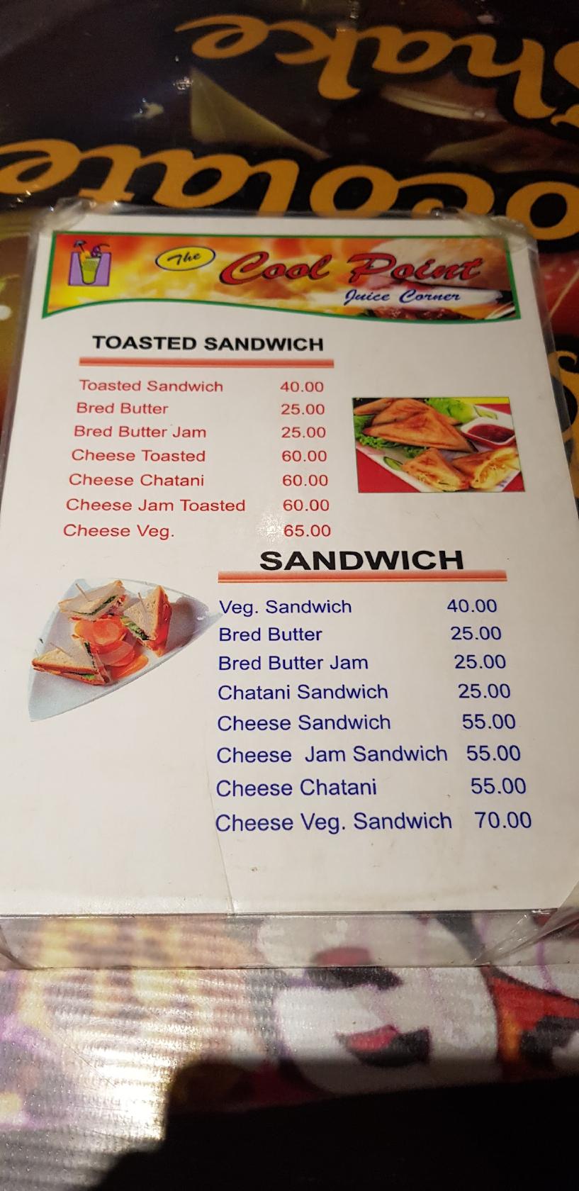 Menu at The Cool Point Juice Corner, Jamnagar