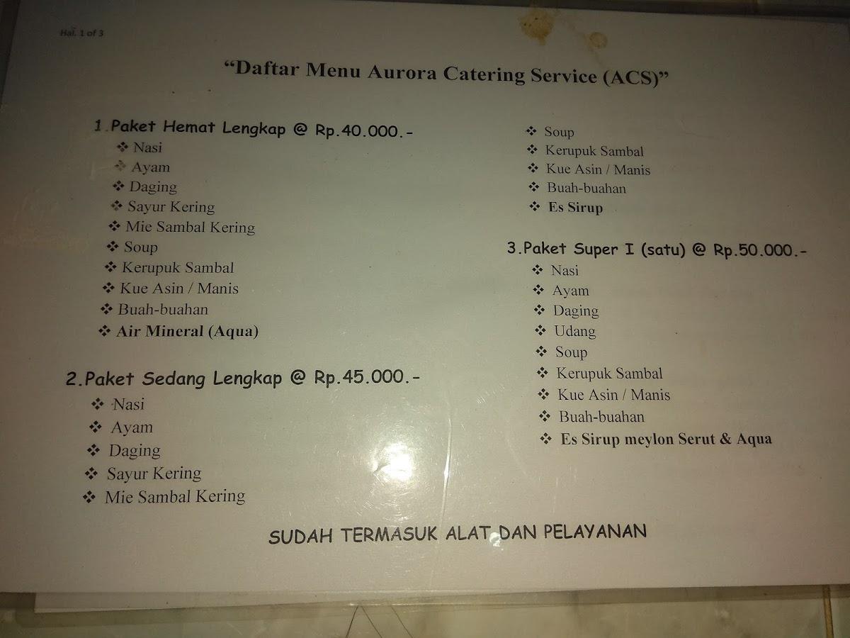 Menu at Aurora Catering Samarinda restaurant, Samarinda