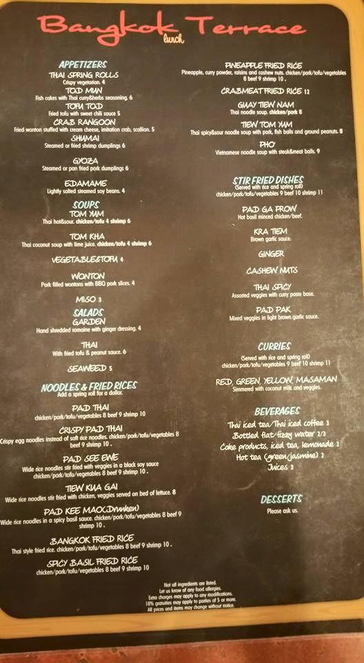 Menu at Bangkok Terrace restaurant, Blue Ash, Hunt Rd