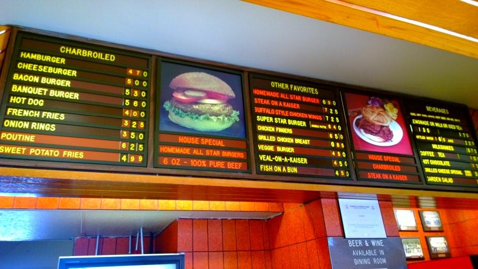 Menu at Golden Star Burgers restaurant, Vaughan, Yonge St