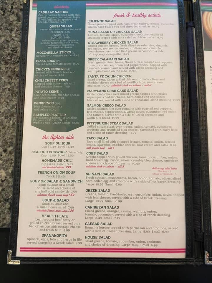 Menu at Highland Park Diner restaurant, Rochester
