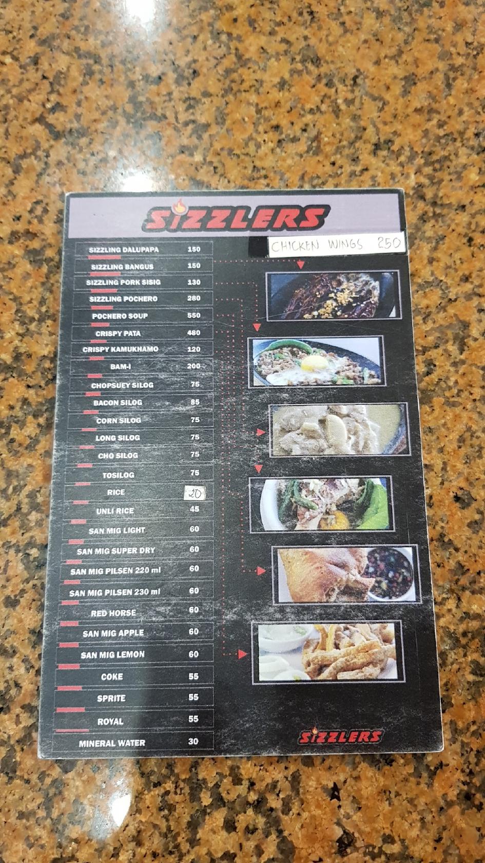 Carta del restaurante Jonie's Sizzlers & Roast, Danao