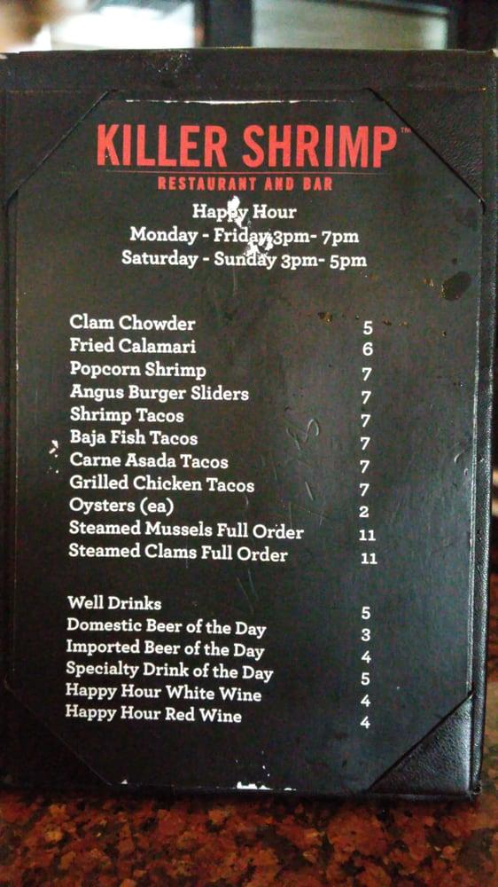 Menu at Killer Shrimp pub & bar, Marina del Rey, Admiralty Way