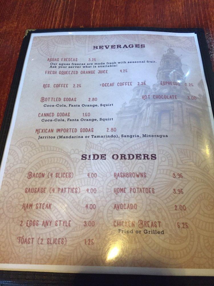 Menu at Porque no? Tacos restaurant, San Leandro
