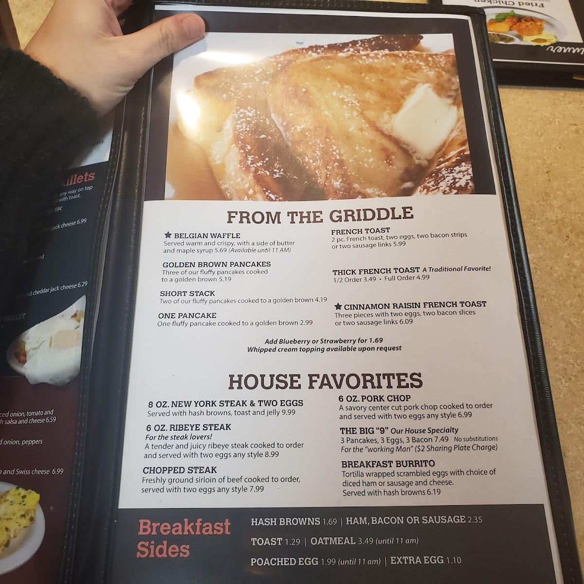 Menu at The Cozy Table restaurant, Benton