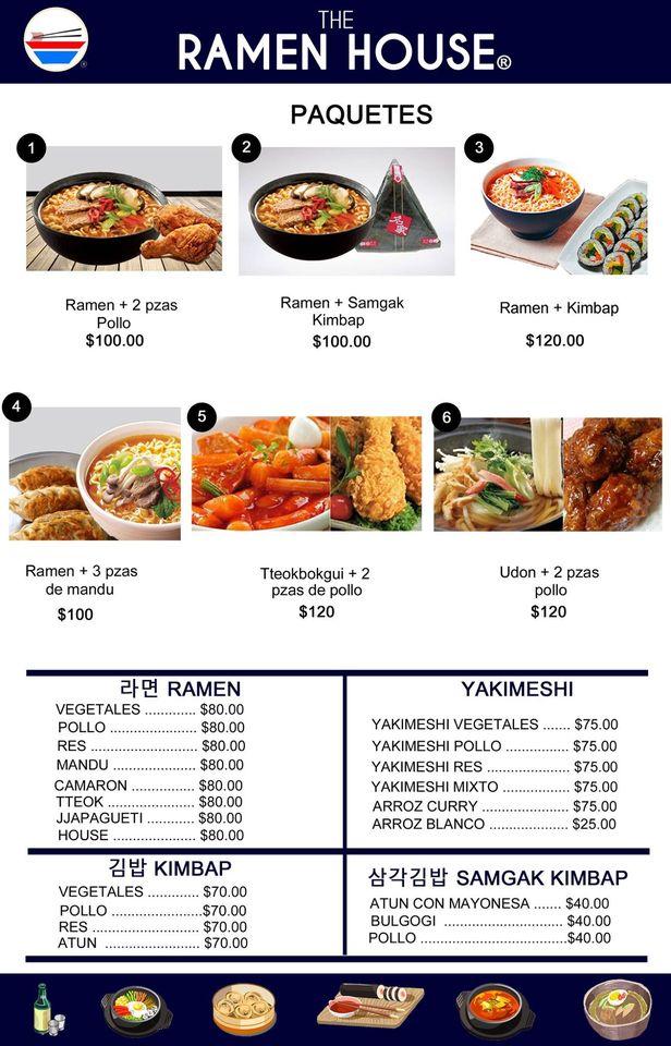 Menu at The Ramen House restaurant, Mexico City