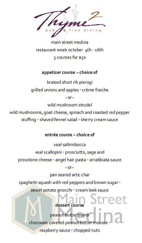 Menu at Thyme2 pub & bar, Medina
