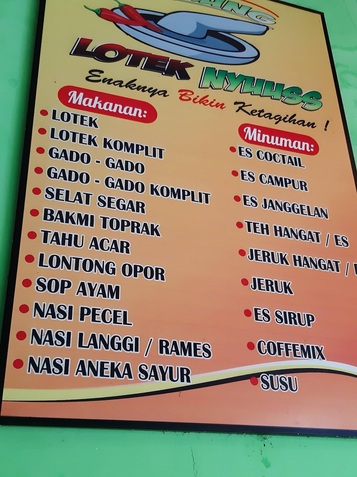 Menu at Lotek Nyuss... restaurant, Surakarta