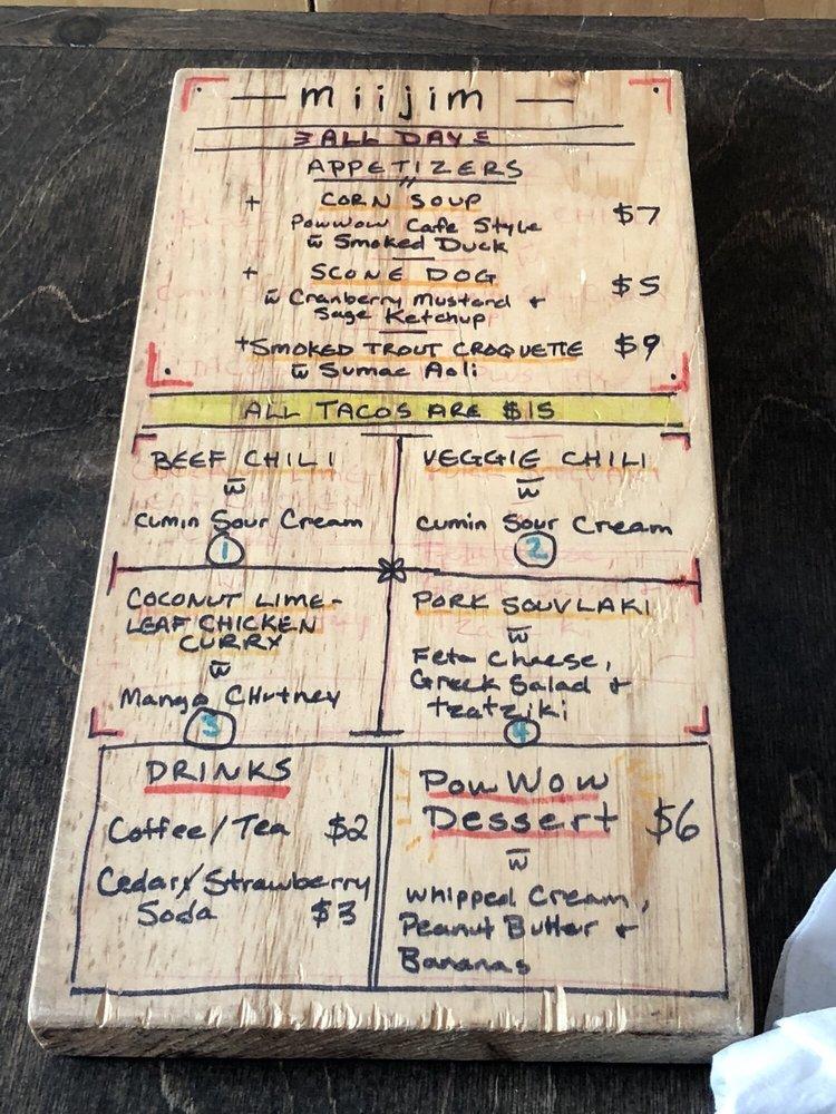 Menu at Pow Wow Cafe, Toronto