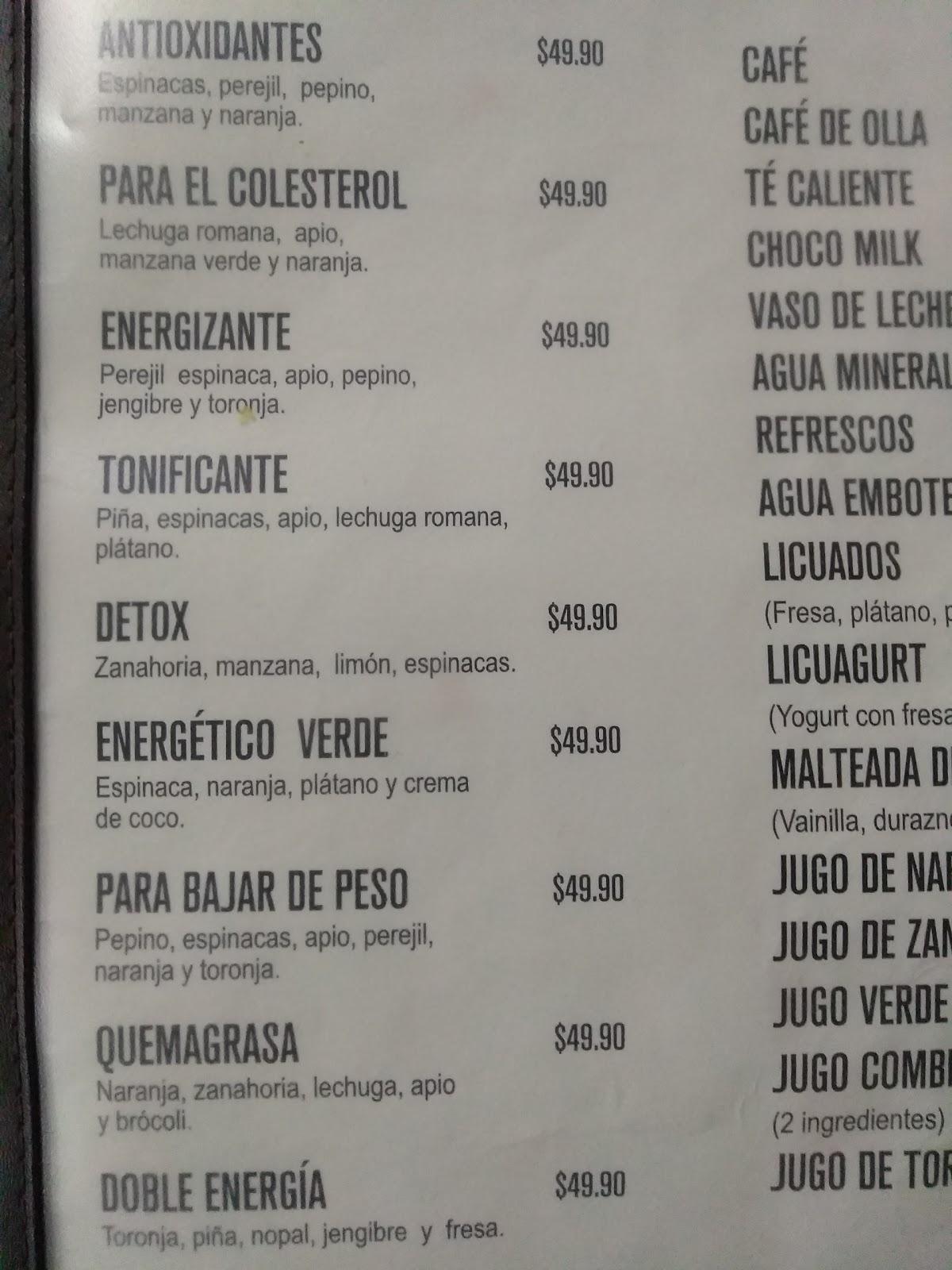 Carta de Restaurante Chichos, Tijuana