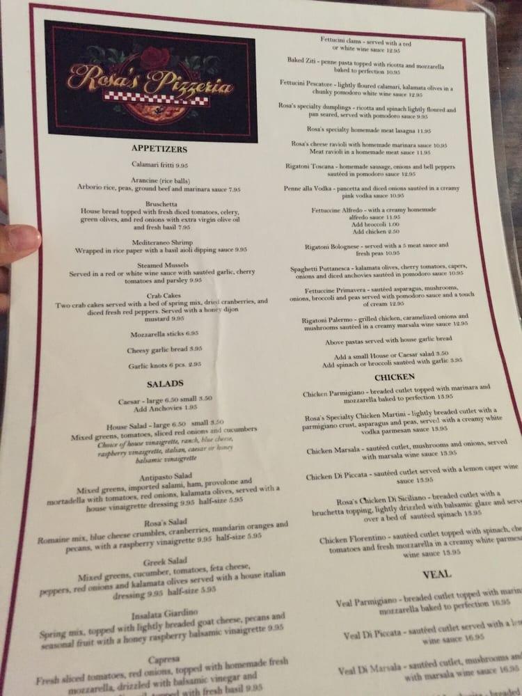Menu at Rosa's Pizzeria (Prescott), Prescott