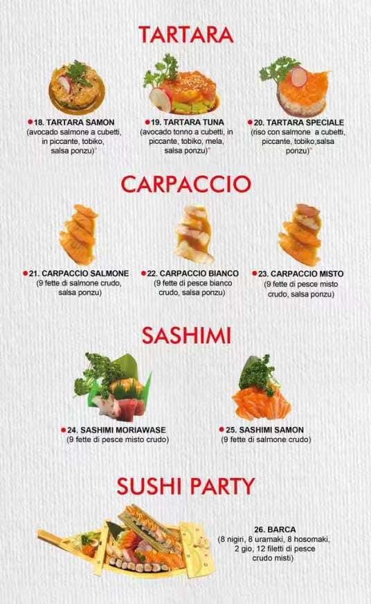 Menu at SHIRO SUSHI restaurant, Castelvetrano