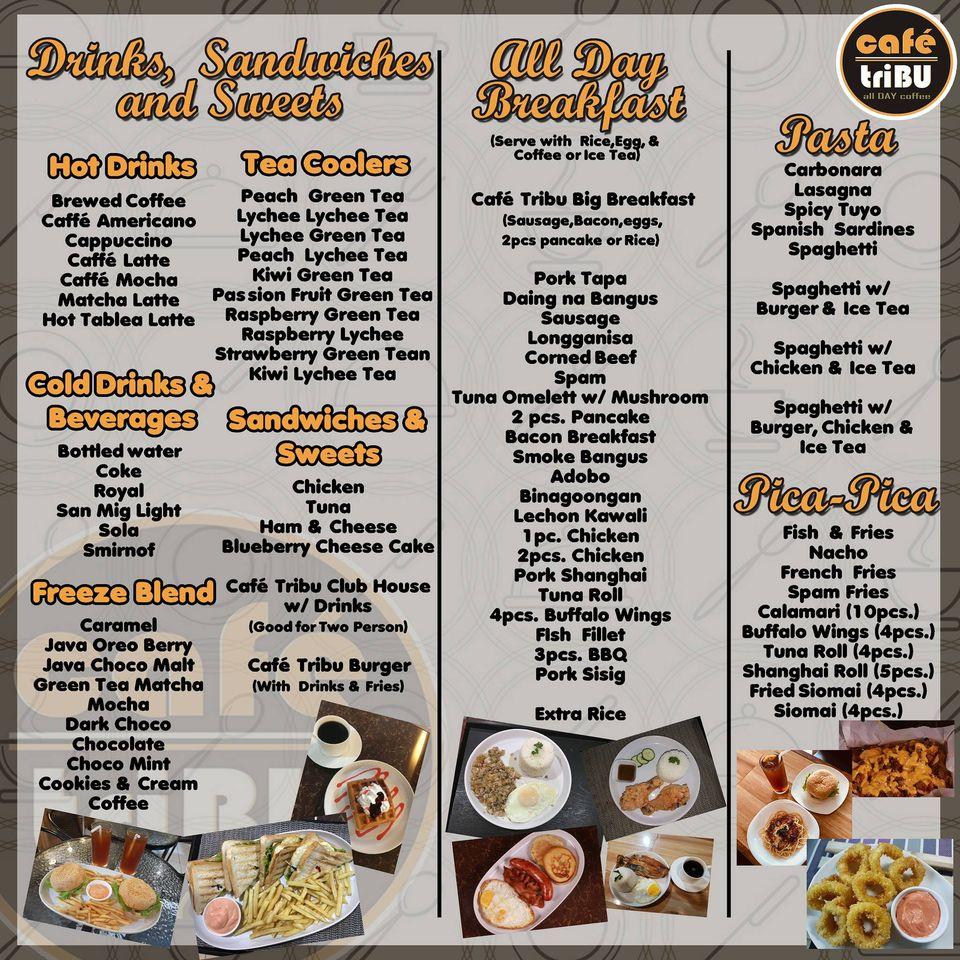 Menu at Cafe Tribu, Lipa