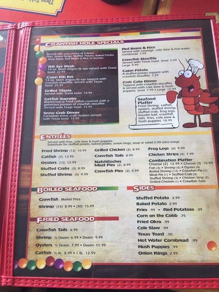 Menu at Crawfish Hole #2 Steak & Seafood Restaurant, Minden