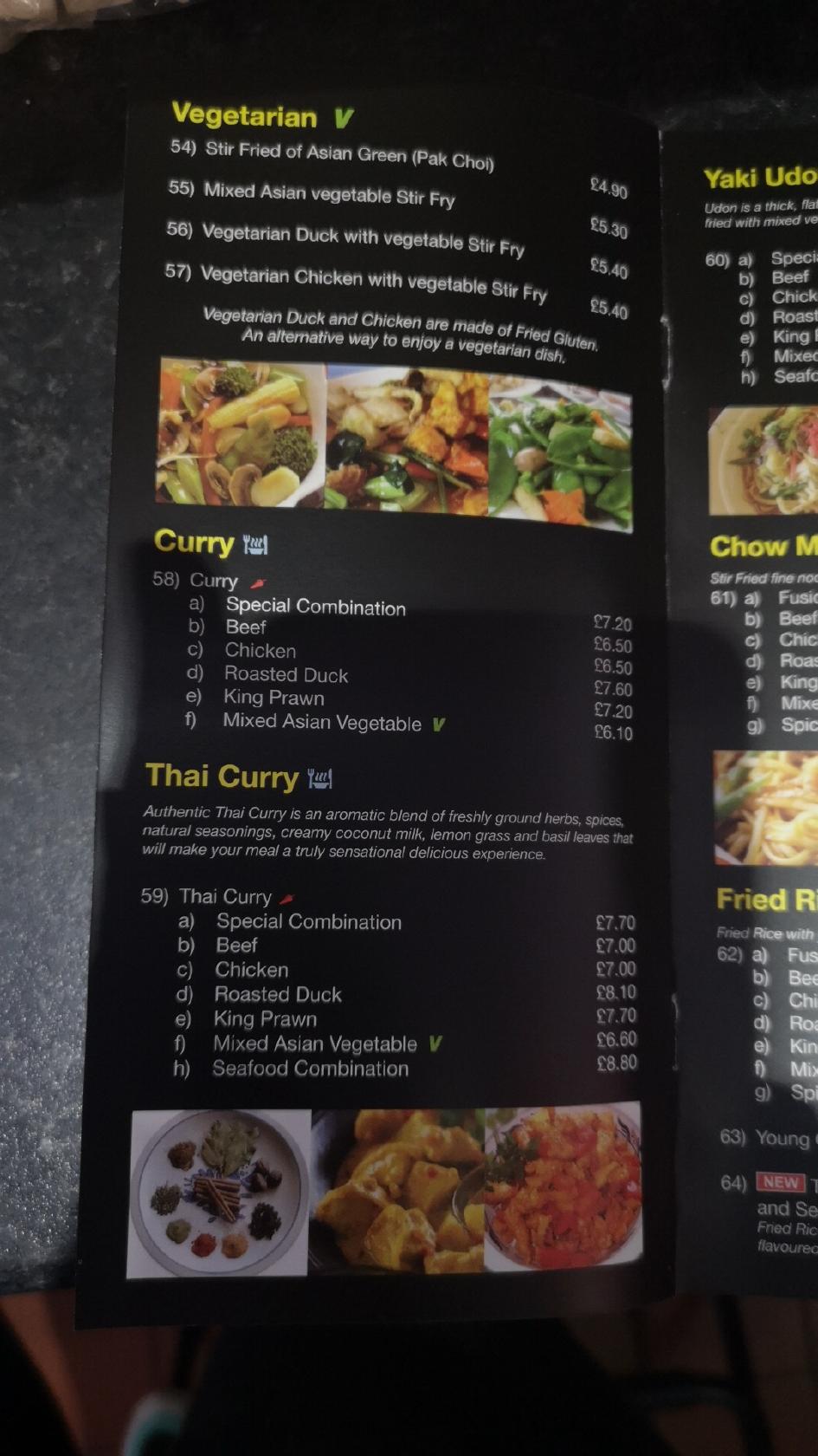 Menu at Fusion Chinese fast food, Belfast