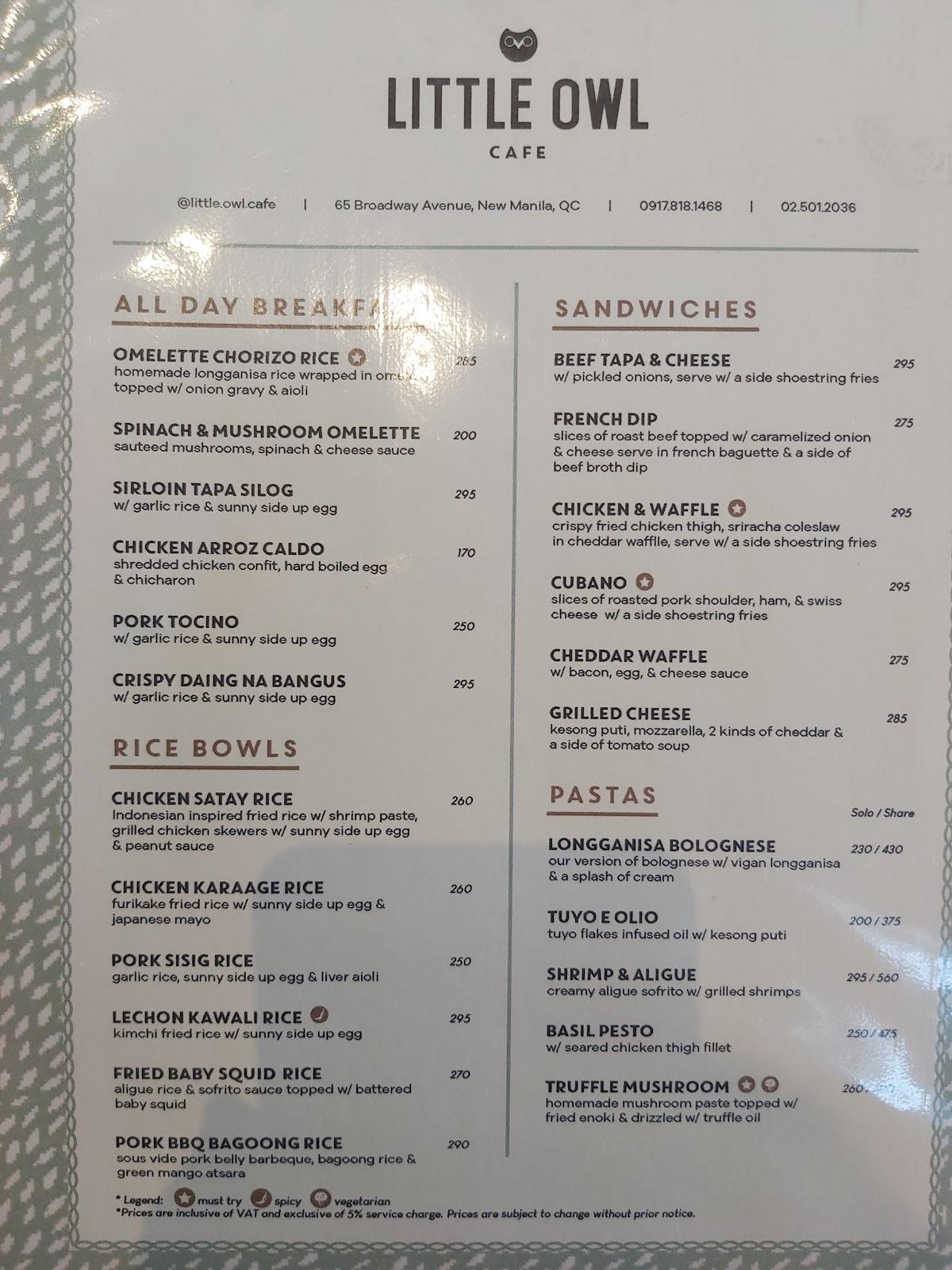 Menu at LOLA Cafe - Broadway (New Manila), Quezon City