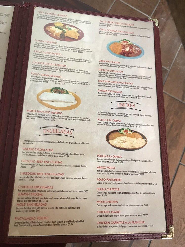 Menu at Mi Casa Mexican Restaurant, Meridian