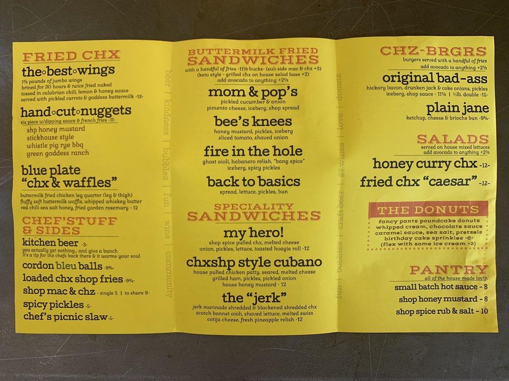 Menu at Mom & Pop Chicken Shop restaurant, El Dorado Hills