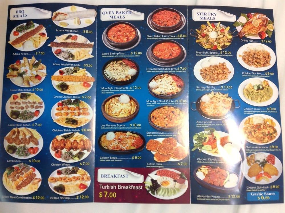 Menu at Moonlight Restoran, Adana