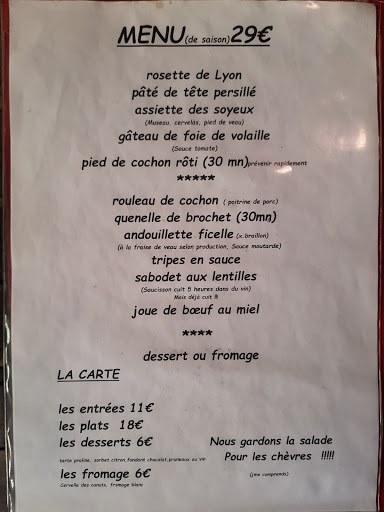 Menu at Notre Maison restaurant, Lyon