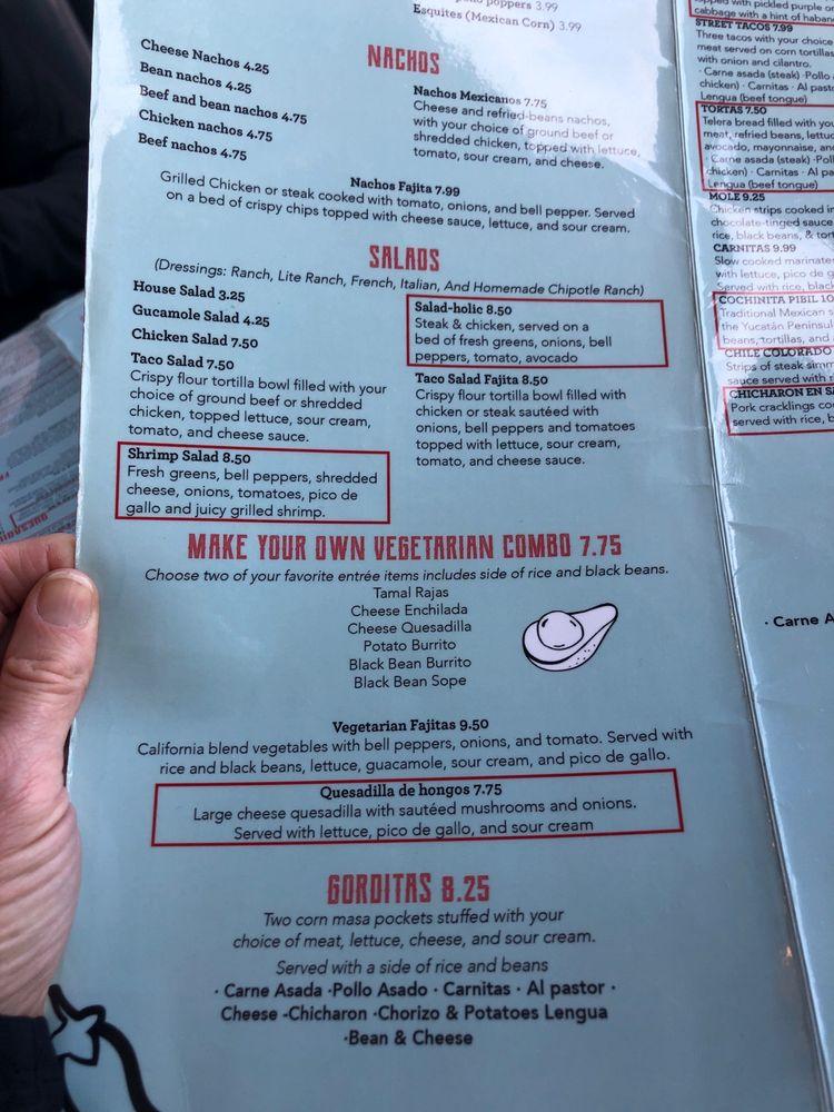 Menu at Tacoholics Kitchen restaurant, Henderson, 122 1st St