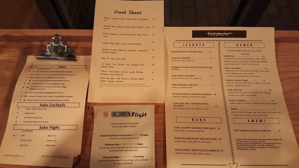 Menu at Futo Buta restaurant, Charlotte