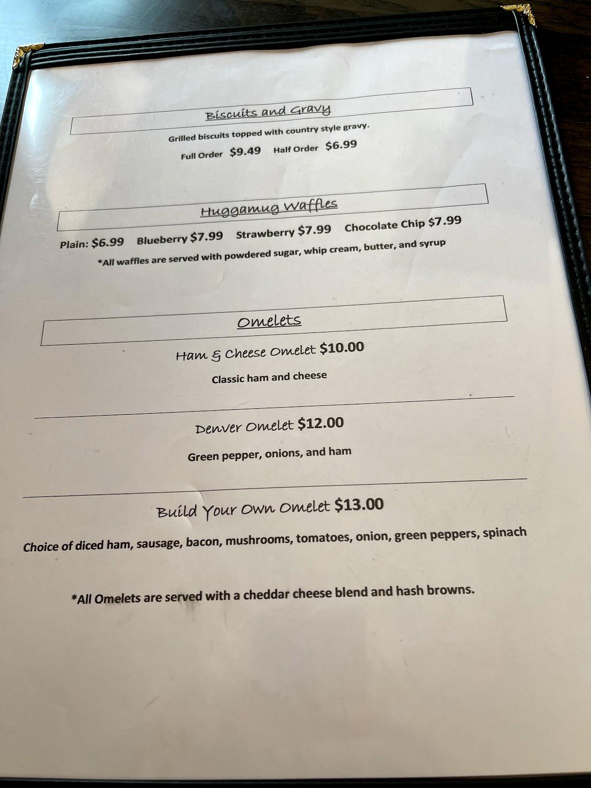 Menu at Heidi’s Huggamug Cafe, Lake City