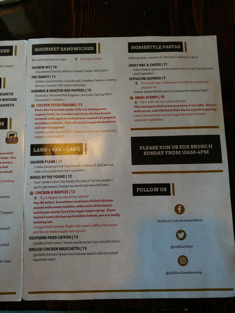 Menu at Old Black Bear Brewing Company pub & bar, Madison