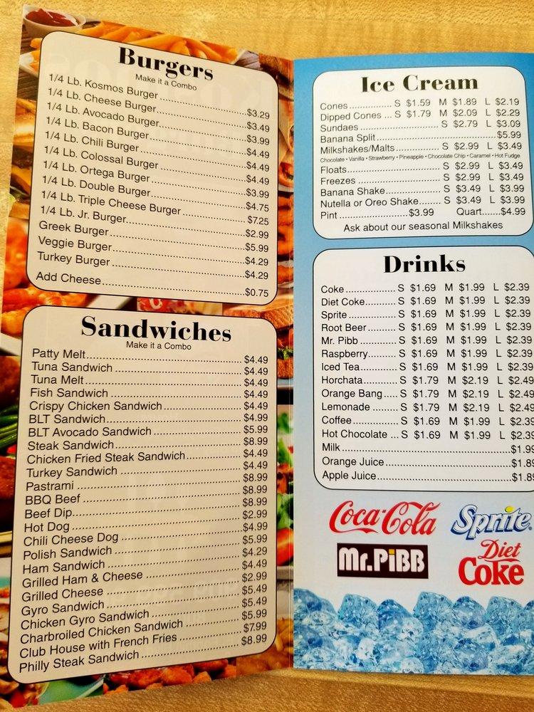 Menu at Kosmos Burgers restaurant, San Dimas