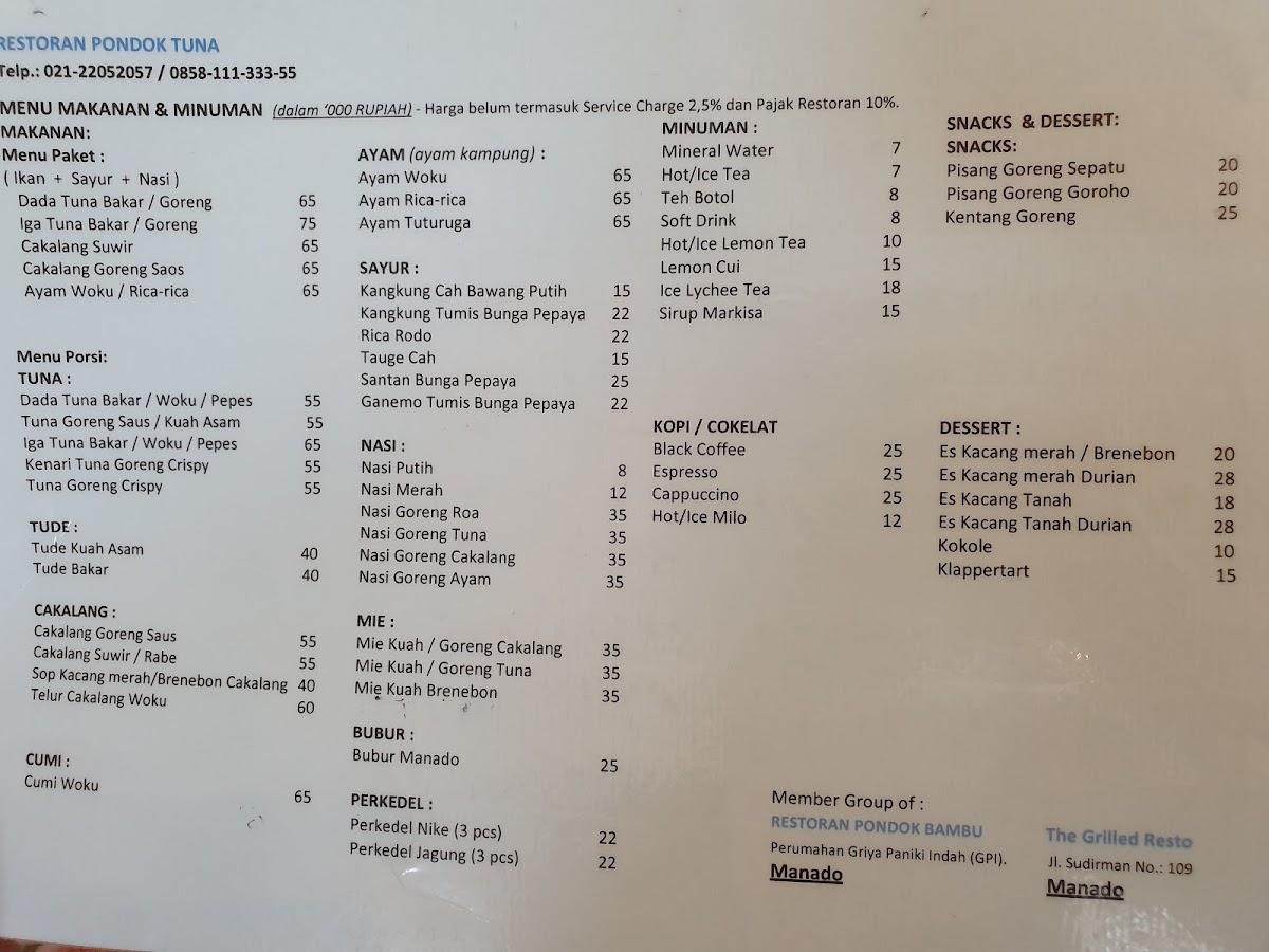 Menu at Pondok Tuna - Green Lake City restaurant, Tangerang, Rukan Crown