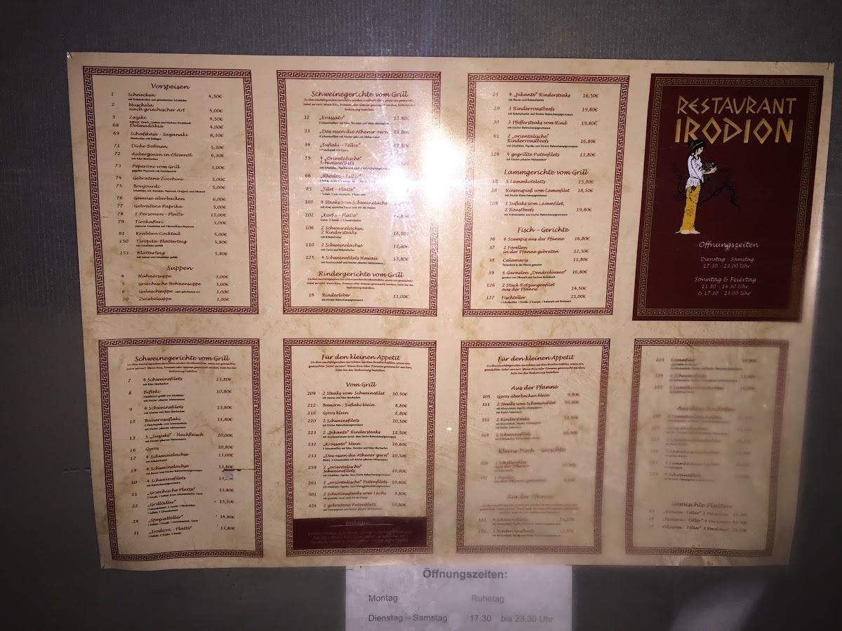 Speisekarte von Restaurant Irodion, Löhne