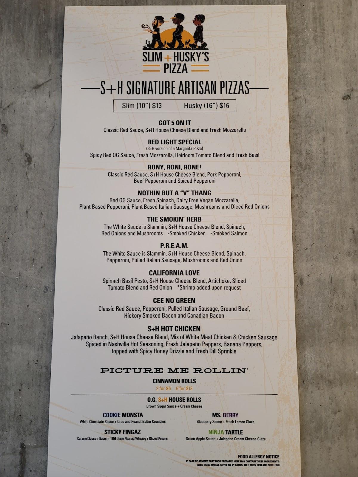 Menu at Slim & Husky's Pizza Beeria pizzeria, Nashville, Broadway