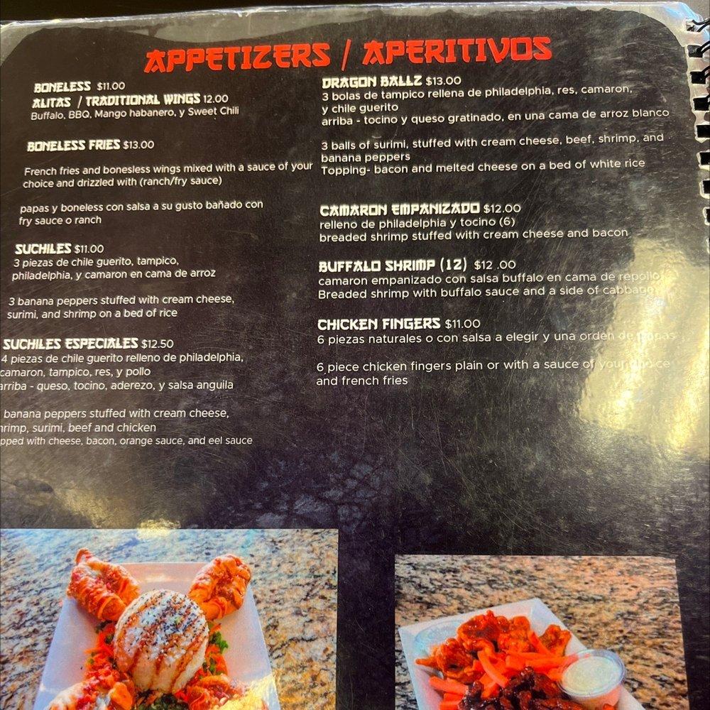 Menu at Sushi Gon Estilo Sinaloa - Mariscos restaurant, Coolidge