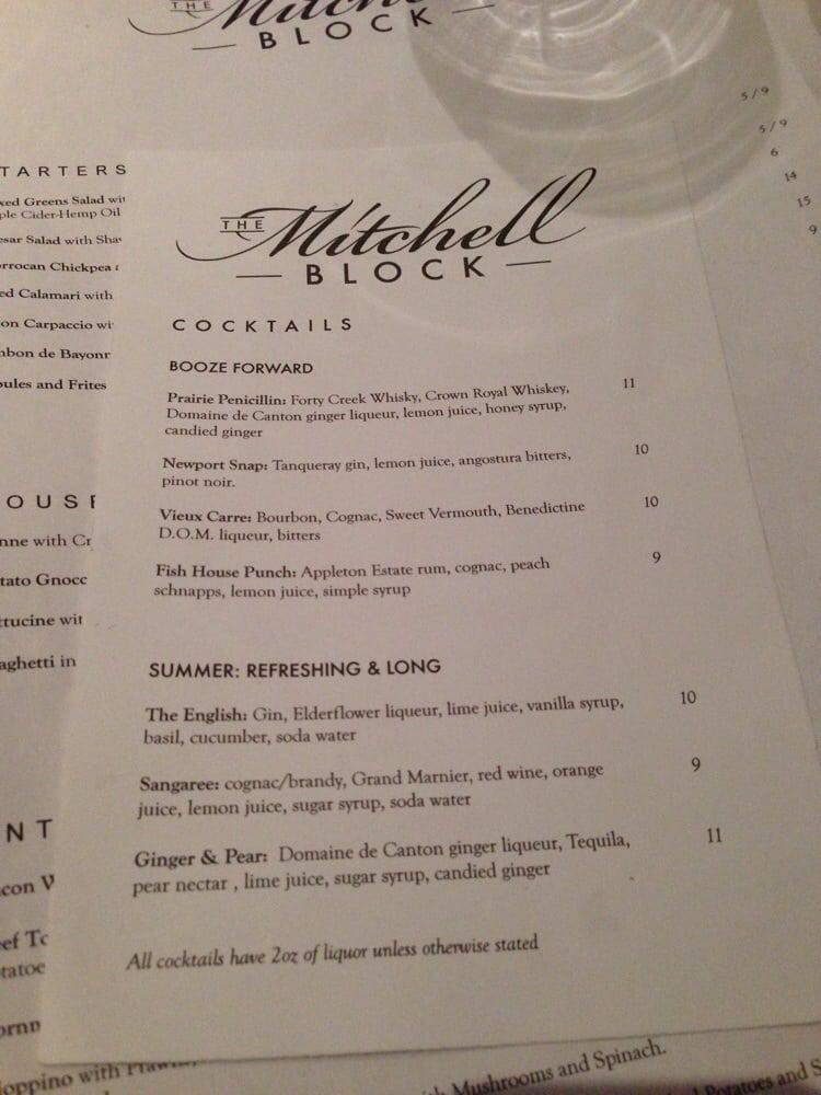 Menu at The Mitchell Block pub & bar, Winnipeg