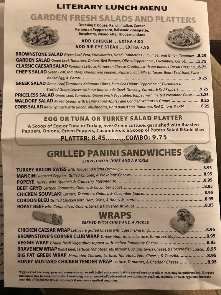 Menu at Brown Stone House Restaurant, Hamden, Whitney Ave