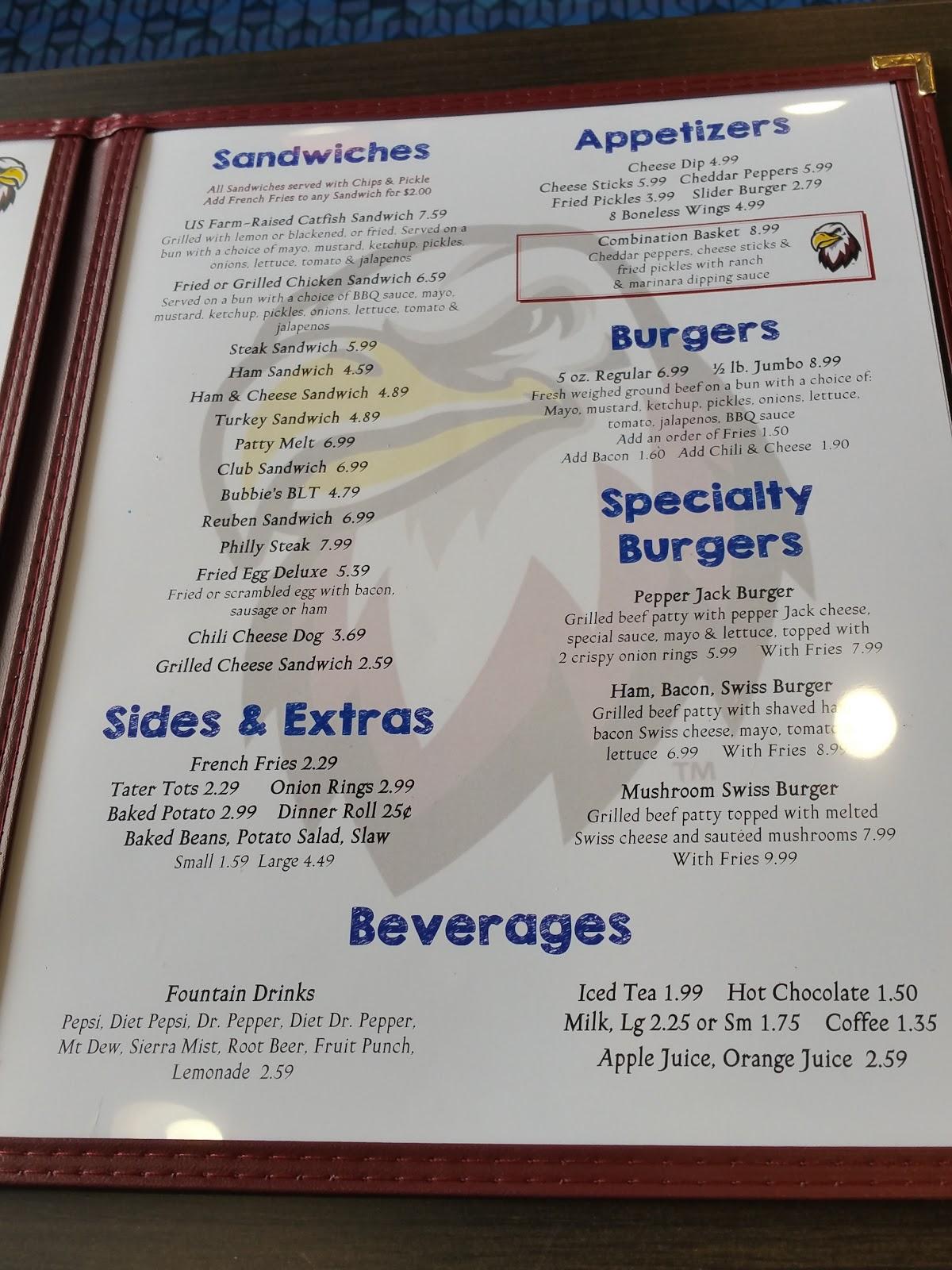 Menu at Bubbies restaurant, Crossett